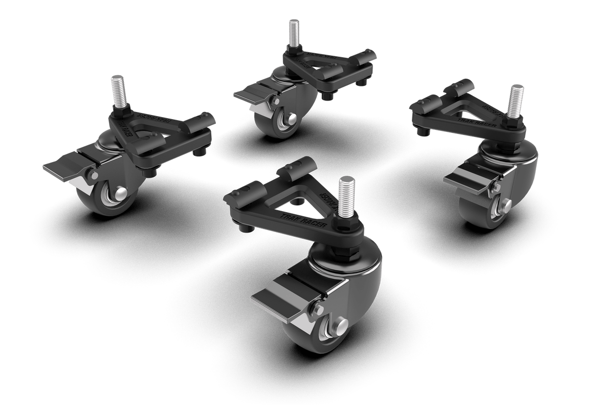 Universal Caster Wheels with Brake & Mounting Brackets – Trak Racer UK